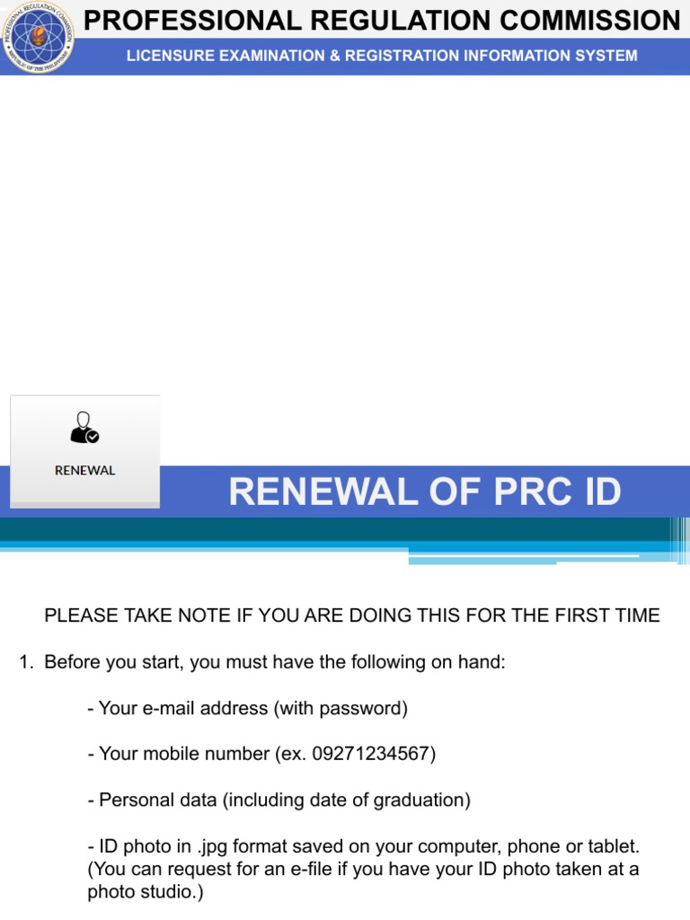 PRC ID Renewal Process Guide | PDF | User (Computing) | Identity Document