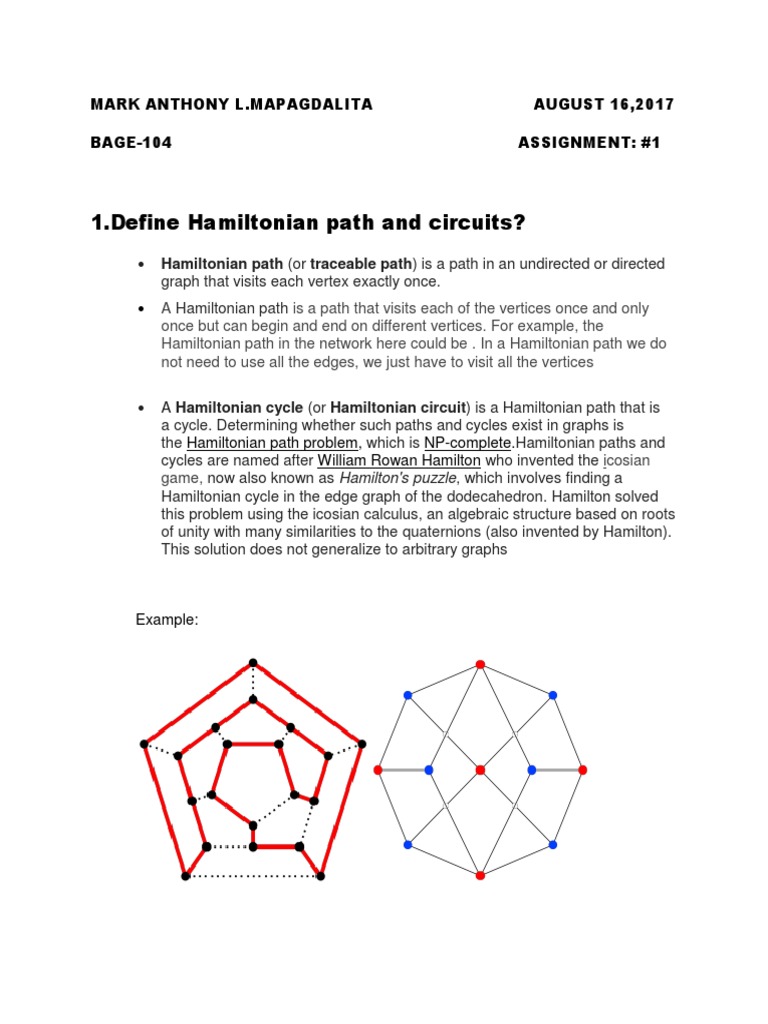 1.define Hamiltonian Path and Circuits? | PDF | Combinatorics ...