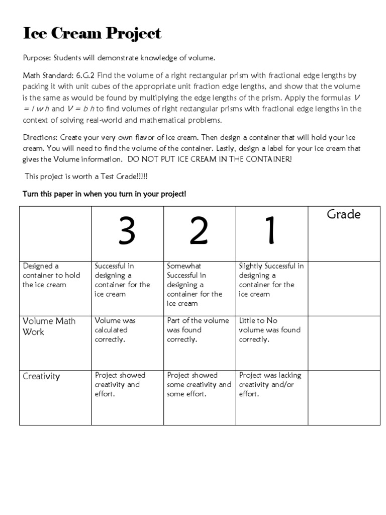 Ice Cream Volume Project | PDF