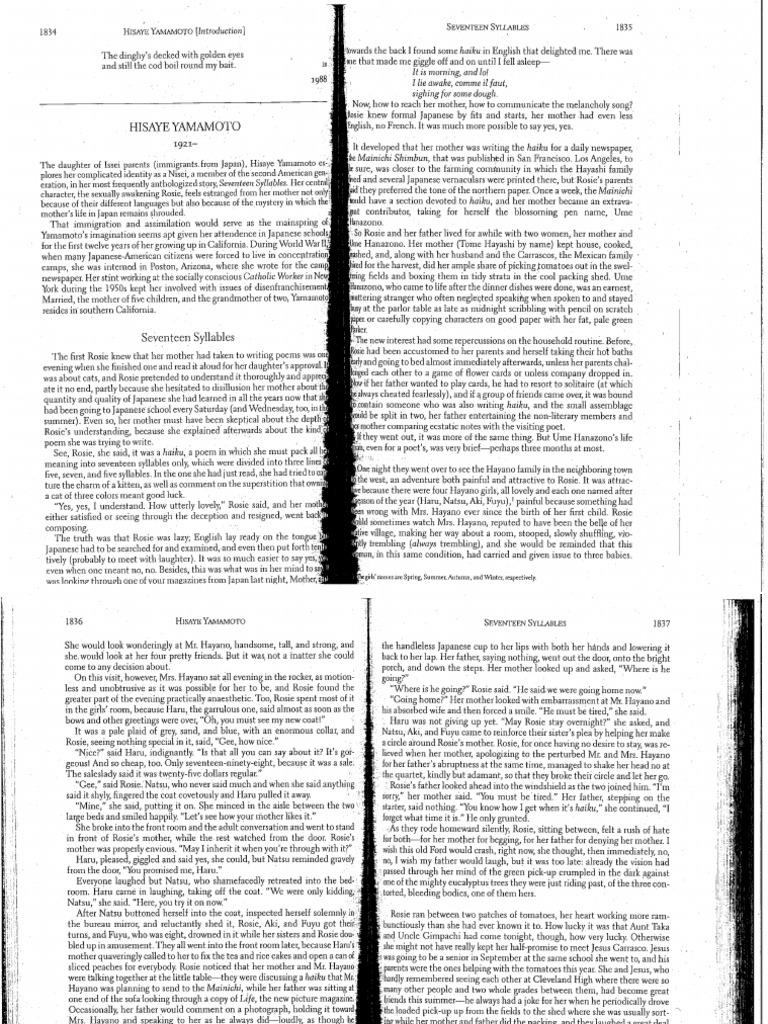 Yamamoto Seventeen Syllables | PDF