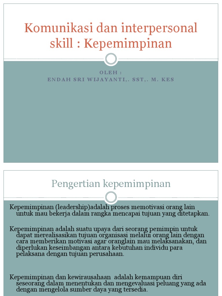 Komunikasi Dan Interpersonal Skill Kepemiminan | PDF