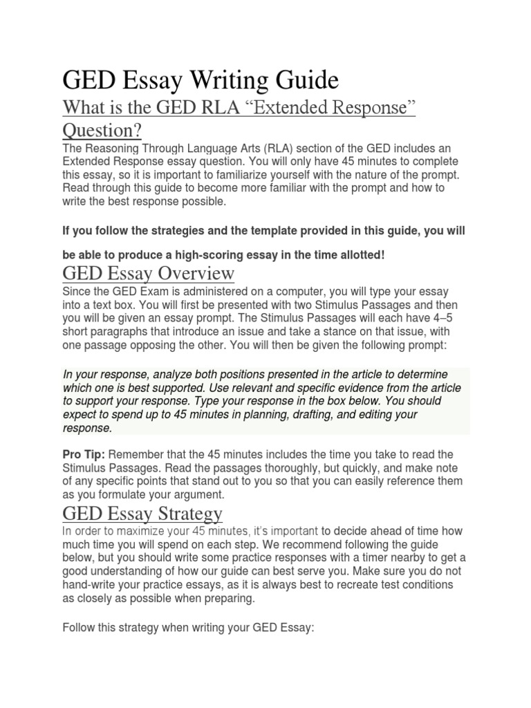 GED Essay Writing Guide | PDF | Essays | Argument