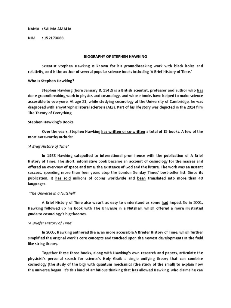 Biography of Stephen Hawking | PDF | Stephen Hawking | Spacetime