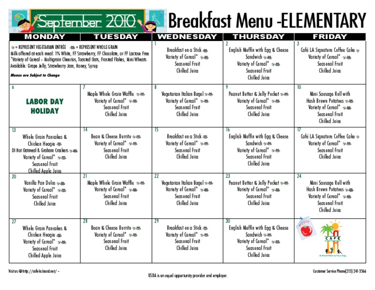 Elem Breakfast Menu September 10 0 | PDF | Foods | Cuisine