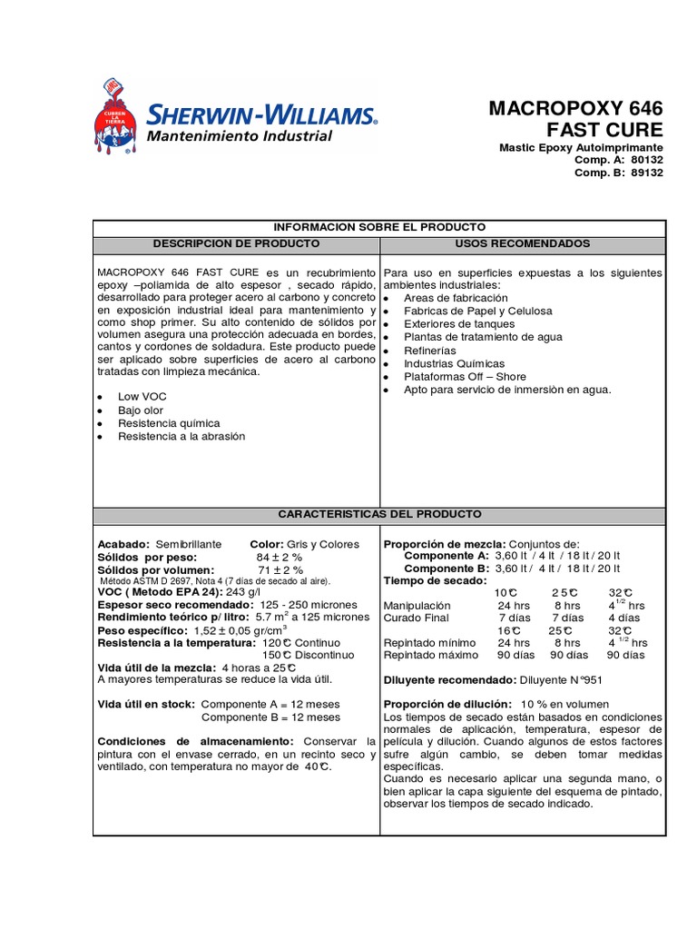 Macropoxy 646 Fast Cure PDF | PDF | Acero | Pintar