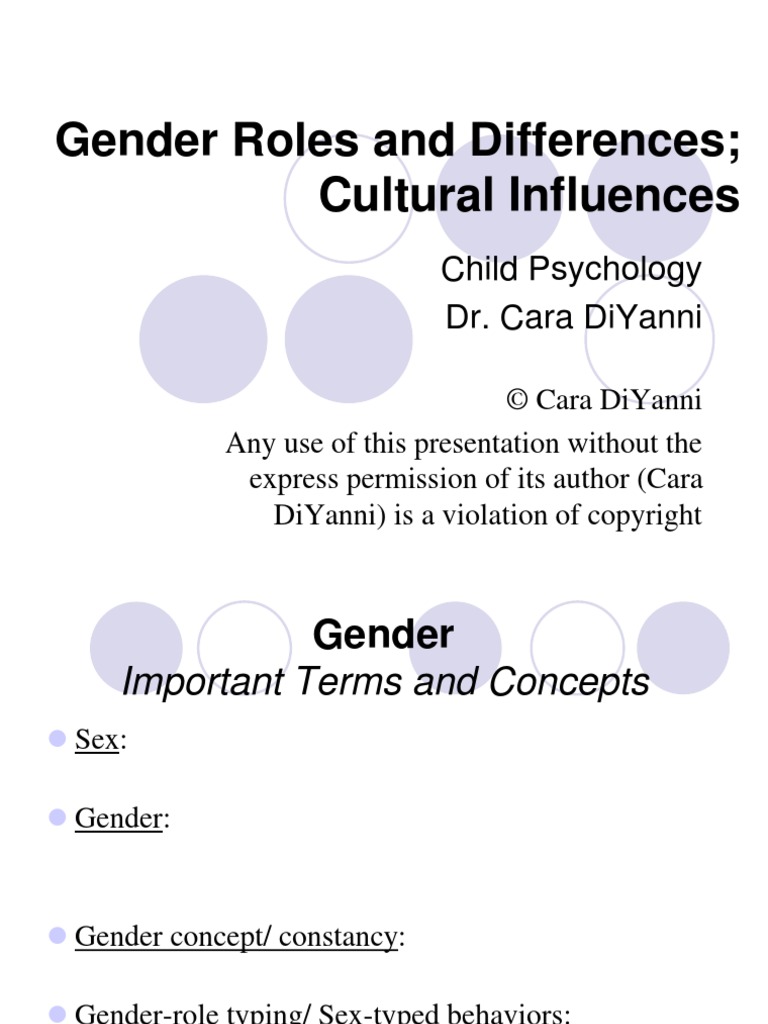 Gender Roles and Differences Cultural Influences: Child Psychology Dr ...