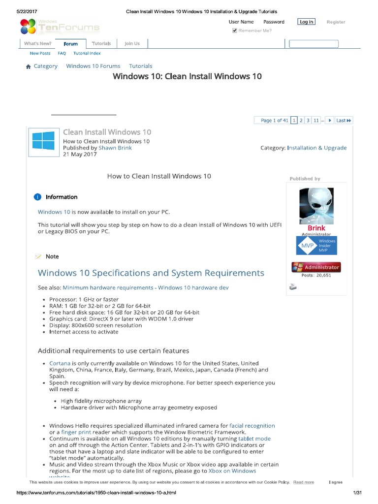 Clean Install Windows 10 | PDF