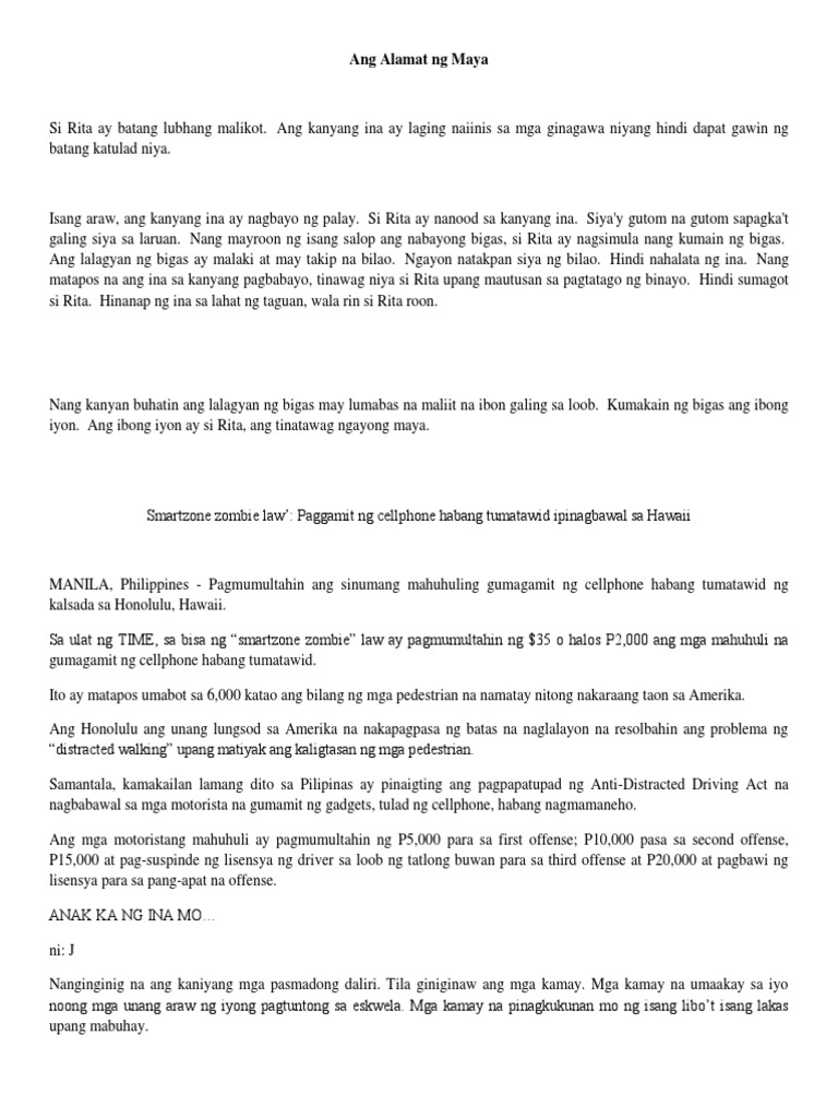 Ang Alamat NG Maya | PDF