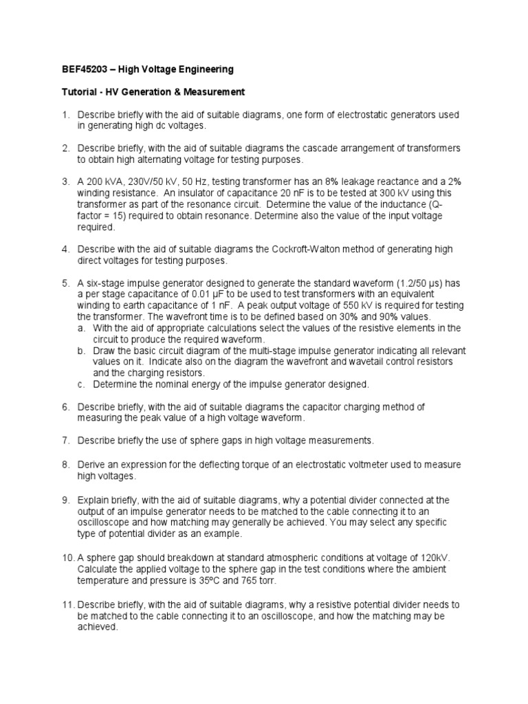 Tutorial HV Generation & Measurement | PDF | Voltage | Capacitor