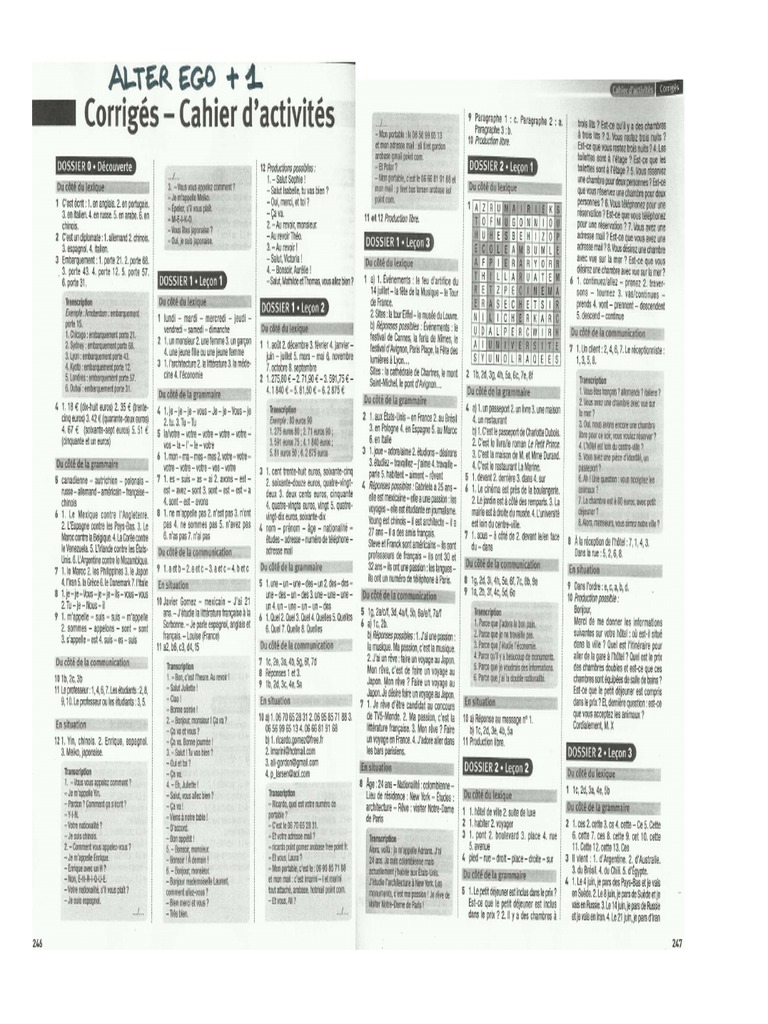 Alter Ego 1 Corrig S Du Cahier D Activit S PDF | PDF | Business