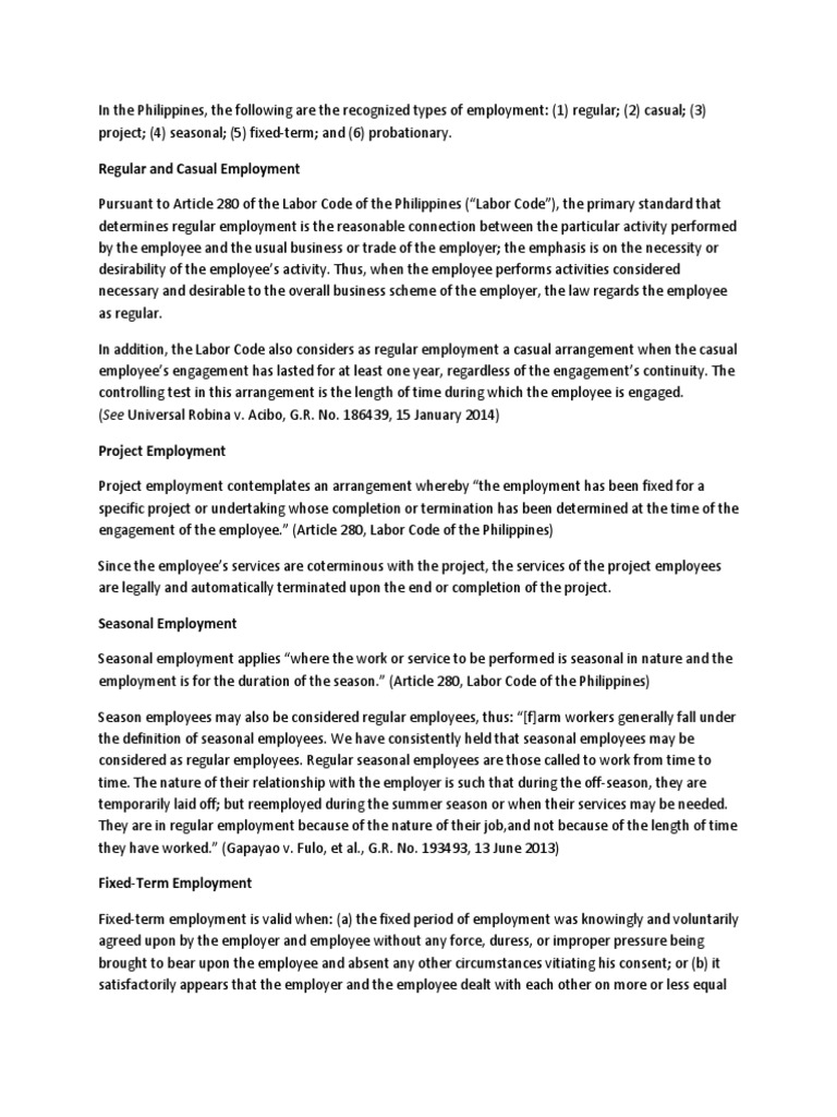 Types of Employment | PDF | Employment | Labour Law
