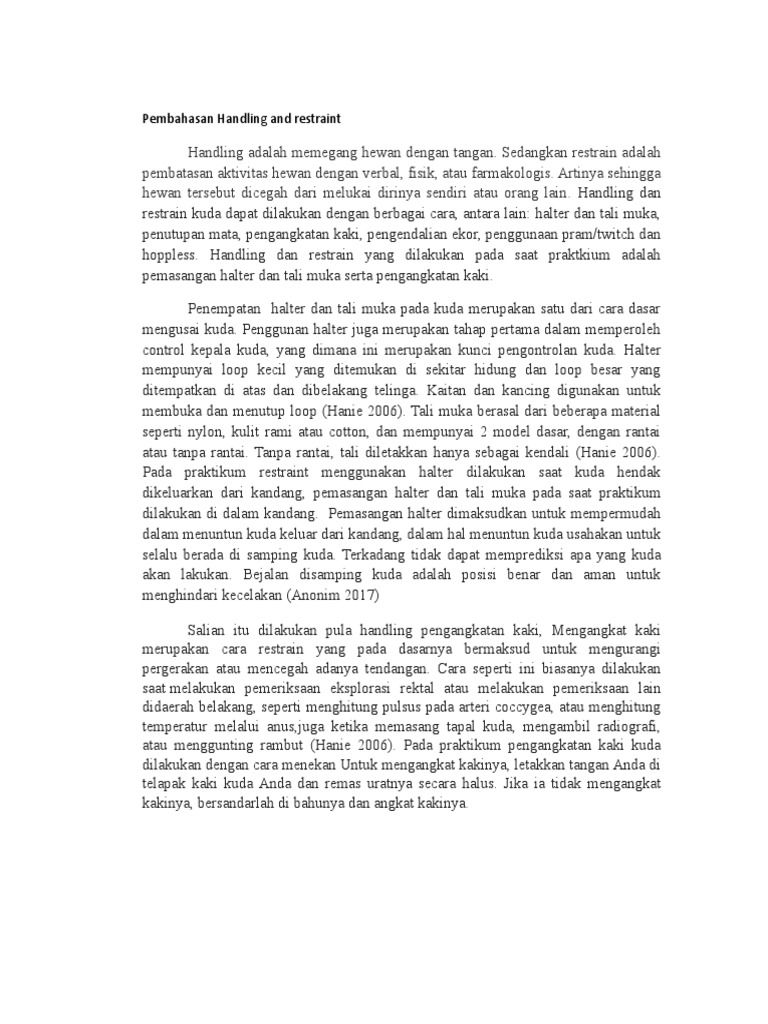 Pembahasan Handling and Restraint | PDF | Kesehatan Holistik | Sains ...