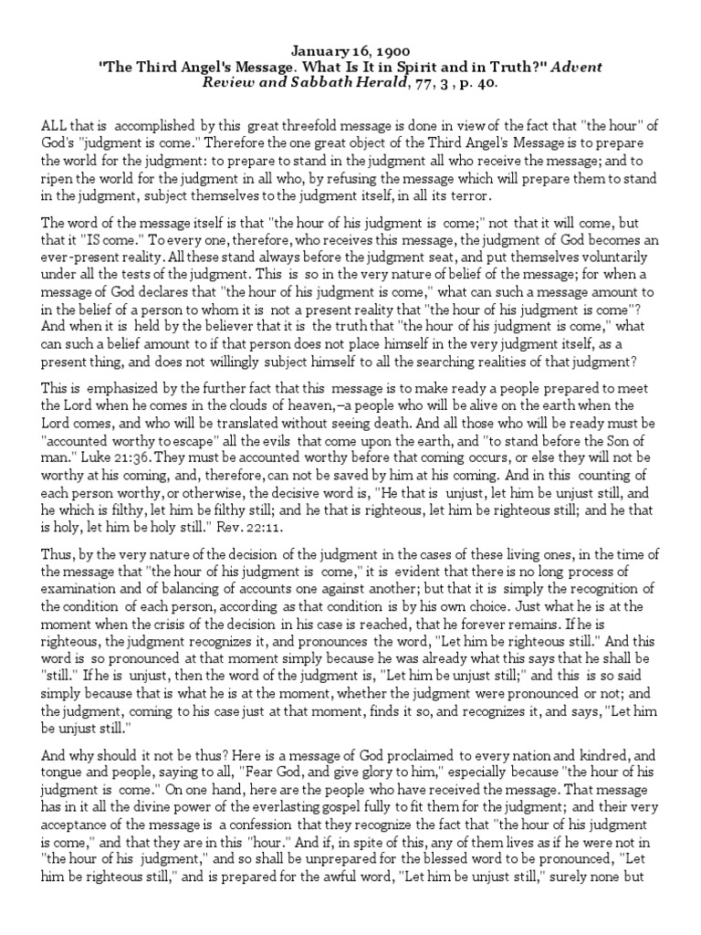 Un Articol de Alonzo T. Jones, Publicat În Review and Herald, 16 ...