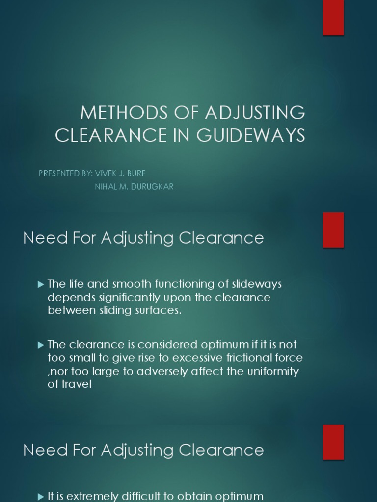 Methods of Adjusting Clearance in Guideways | PDF