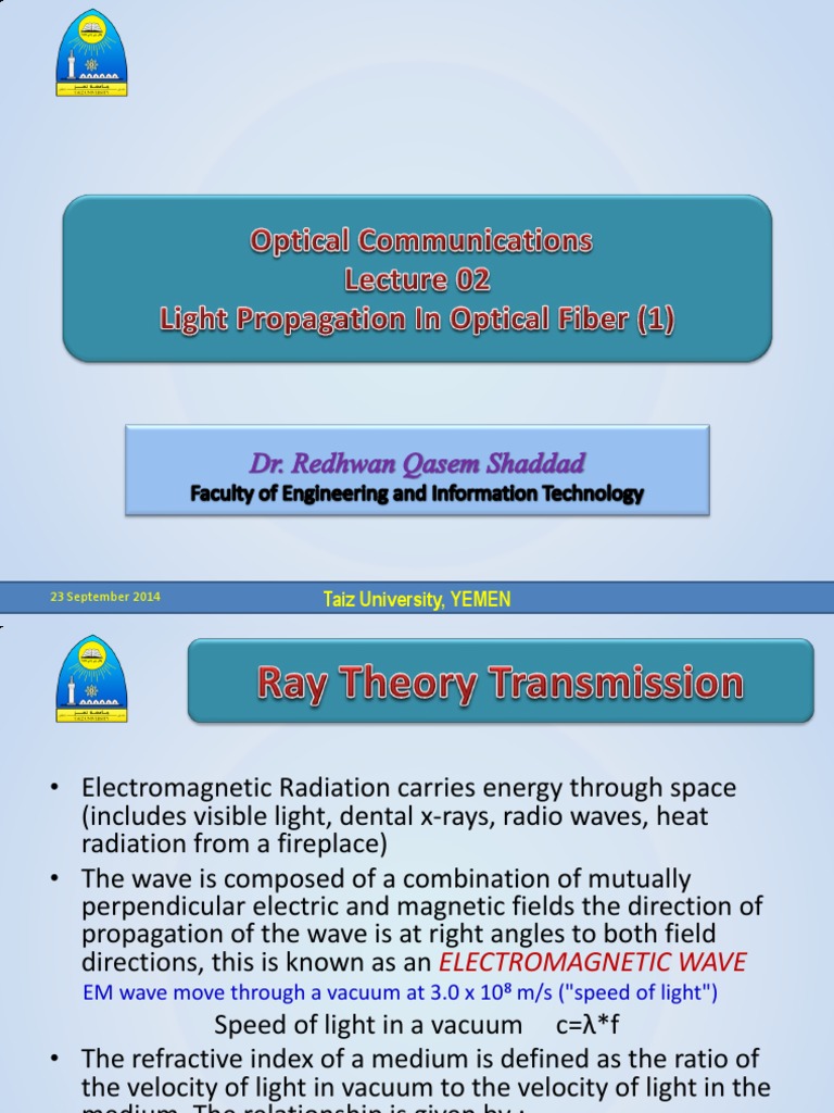 OC - Lect - 02 Aziz Alhaidari | PDF | Optical Fiber | Refraction