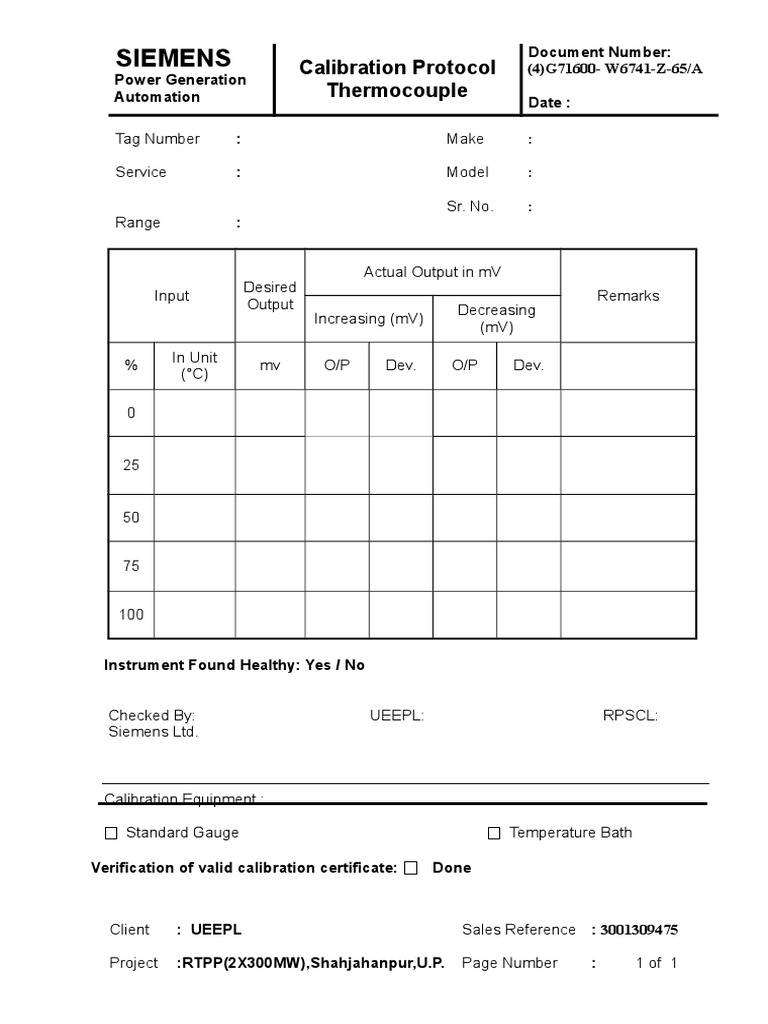 Siemens Thermocouple Calibration Guide | PDF