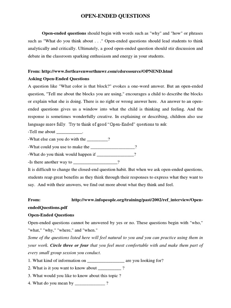 Open-Ended Questions | PDF | Level Of Measurement | Sampling (Statistics)