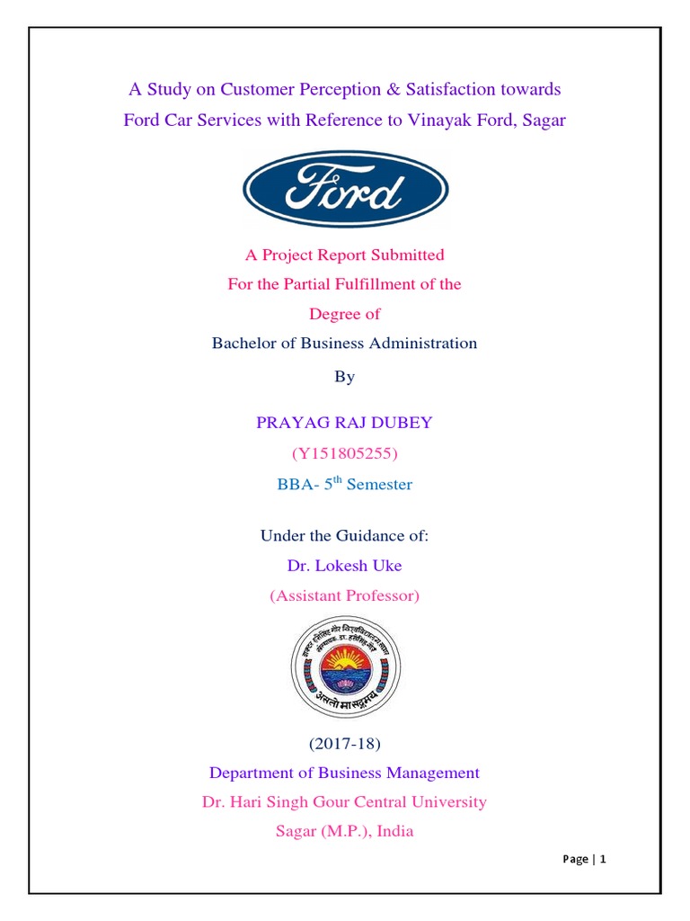 Customer Satisfaction & Perception Towards Ford Car Services | PDF ...