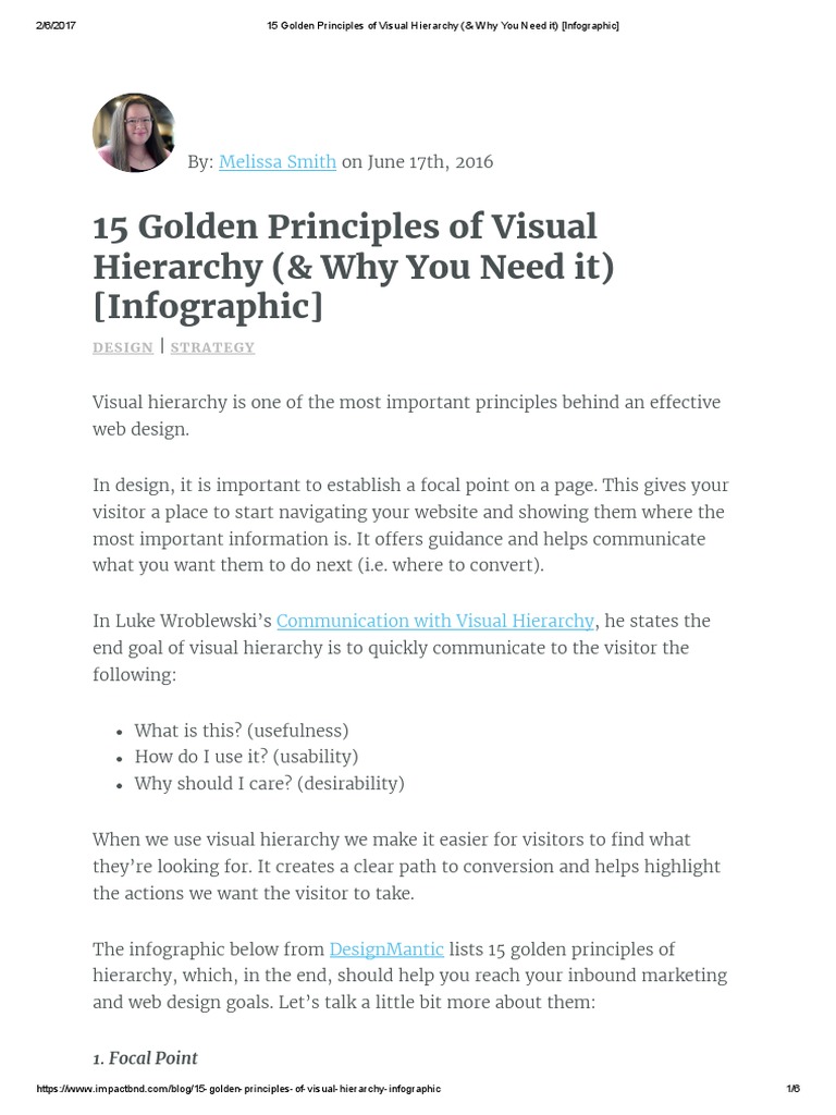 15 Golden Principles of Visual Hierarchy (& Why You Need It) (Infographic) | PDF | Infographics ...