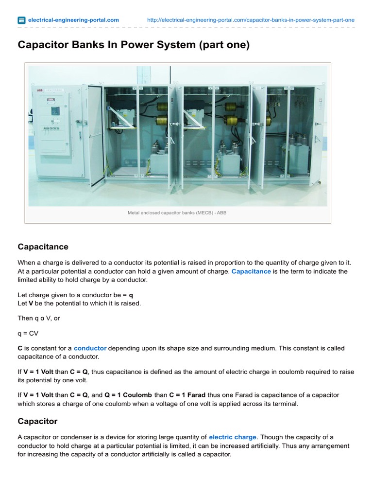 Capacitor Banks in Power Systems | PDF | Capacitor | Electric Charge