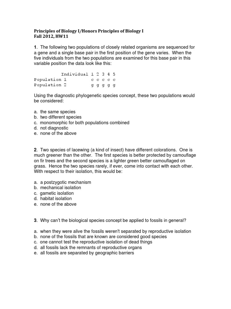 Principles of Biology HW11 | PDF | Species | Oak