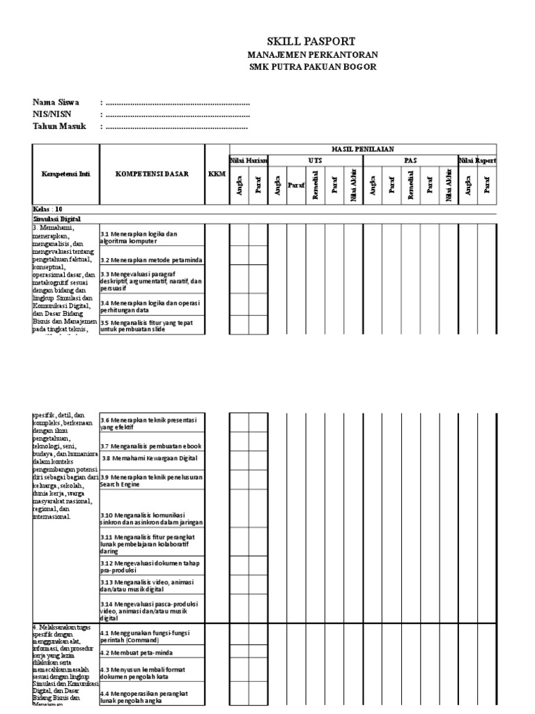 Skill Passport Edit | PDF