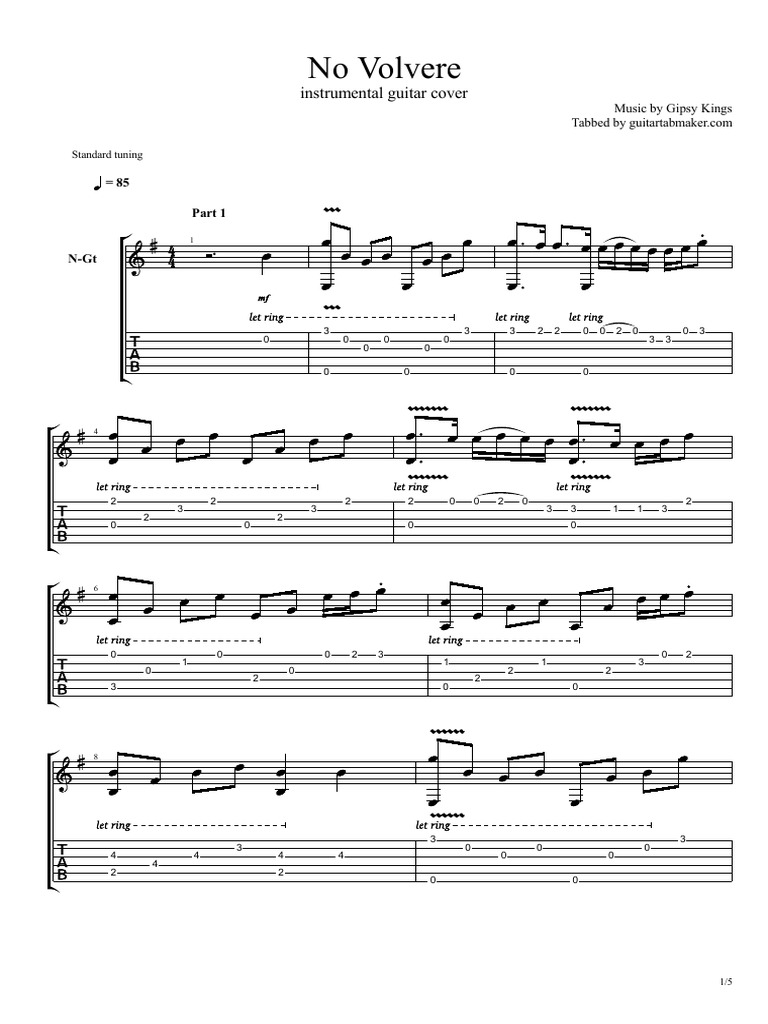 No Volvere: instrumental guitar cover | Celtic Musical Instruments ...