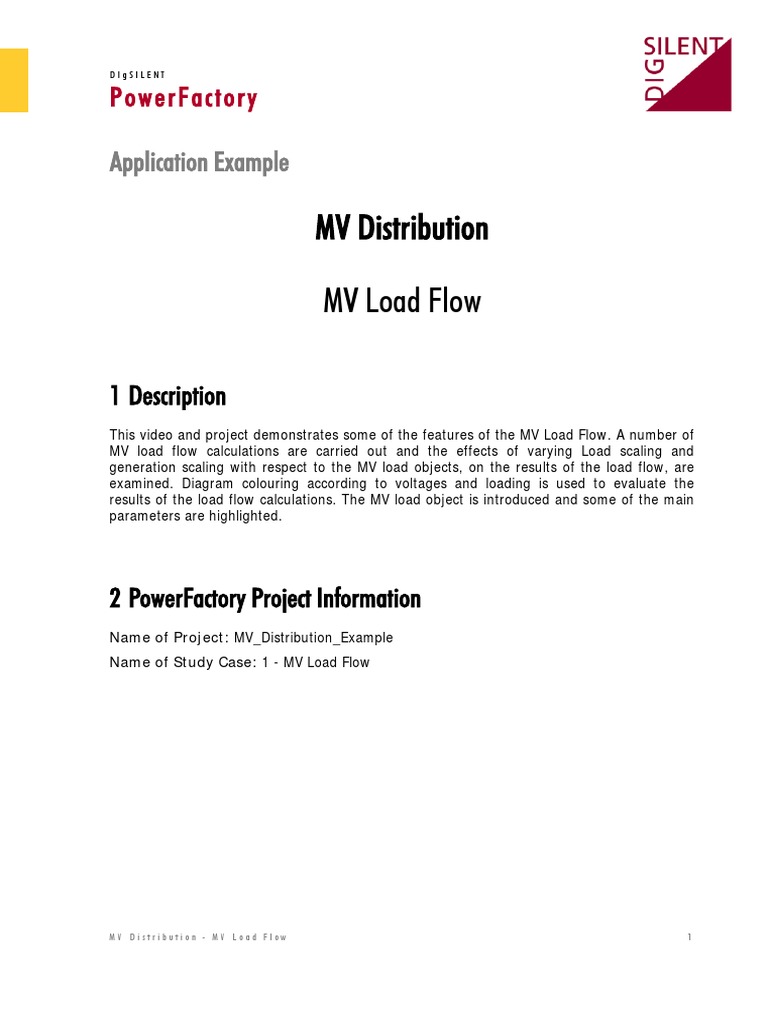 MV Distribution MV Load Flow: Application Example | PDF