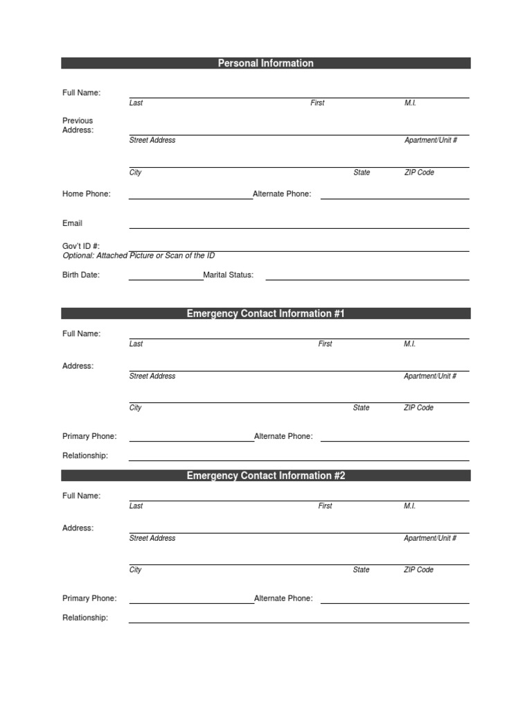 Basic Info Form | PDF