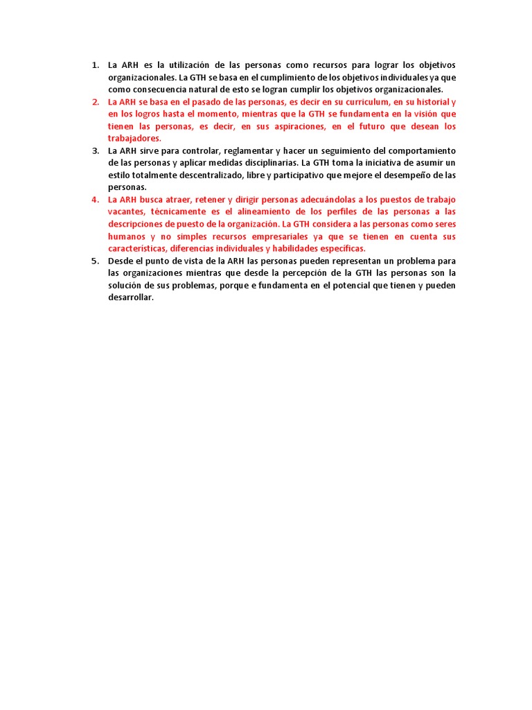 Diferencias ARH y GTH | PDF