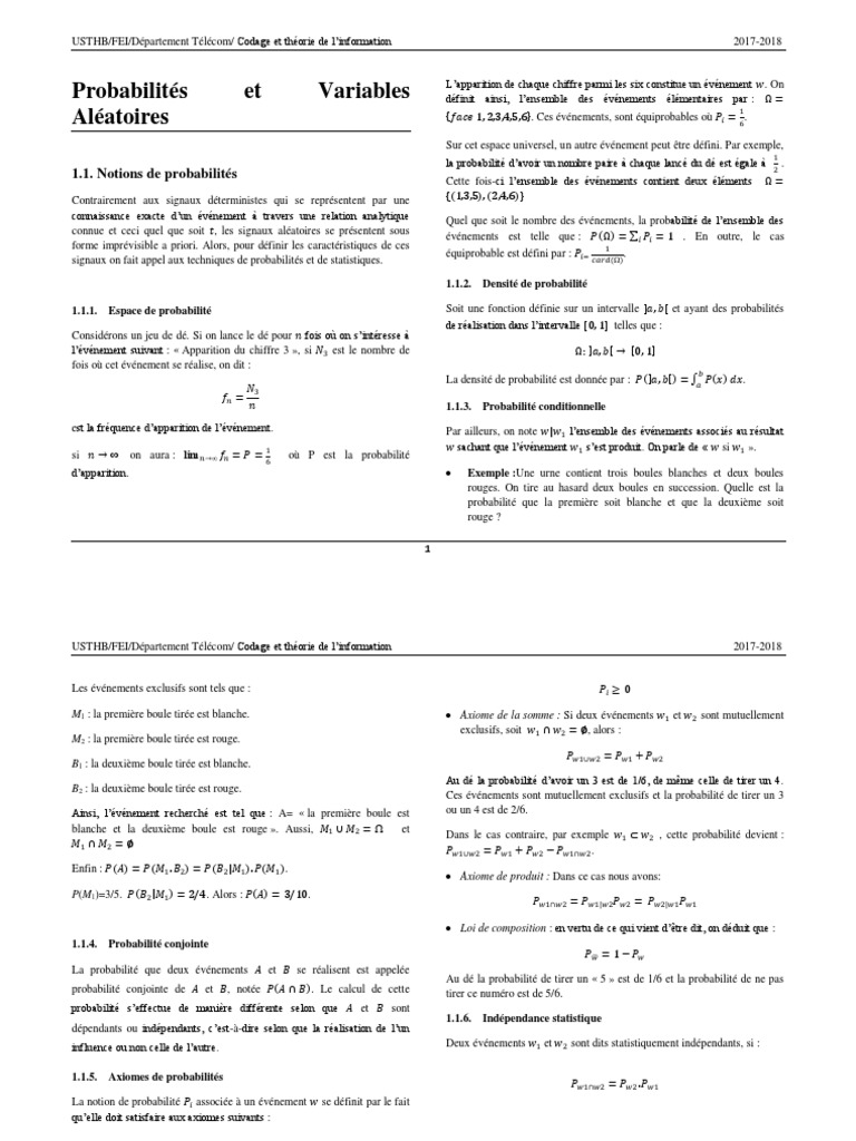 Variables Aléatoires | PDF | Covariance | Variable aléatoire à densité