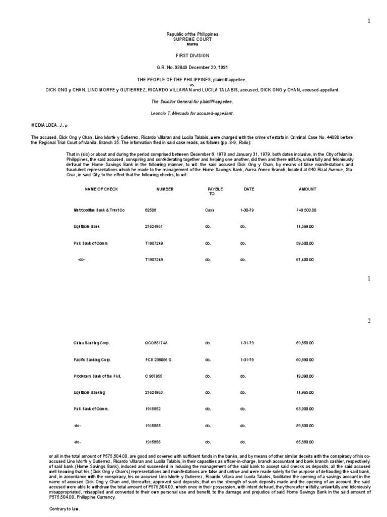 People vs. Ong | PDF | Cheque | Fraud