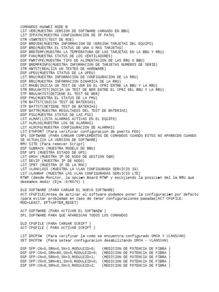 Comandos para BBU Huawei Node B | PDF | Telecomunicaciones móviles ...