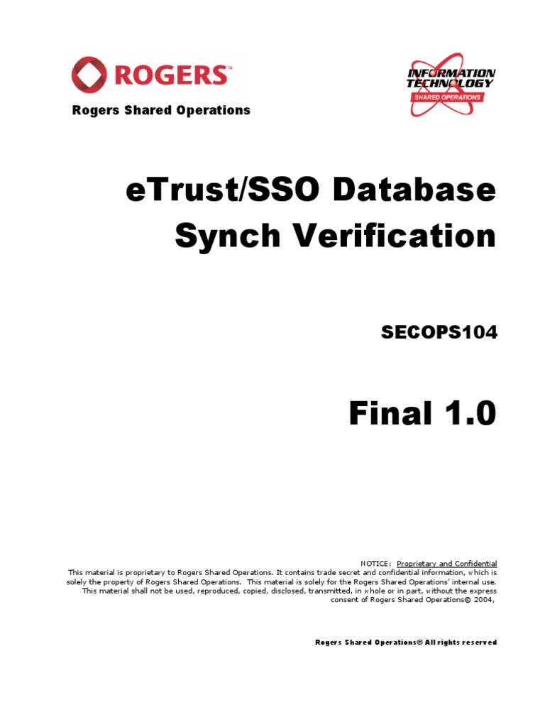 SECOPS180 - ETrust - ETrust - SSO - DB - Verify | PDF | Backup ...