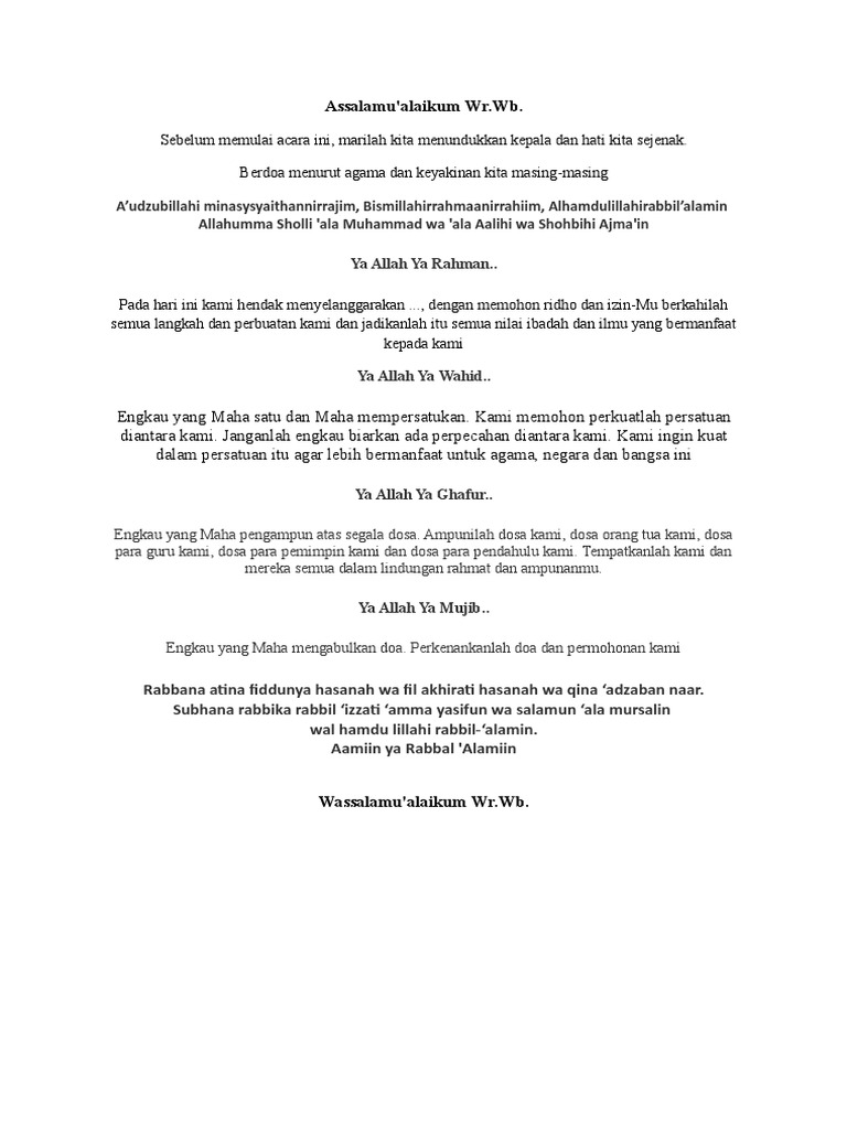 Doa Pembukaan Family Gathering | PDF