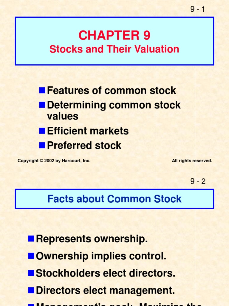 Stocks and Their Valuation: Features of Common Stock Determining Common ...