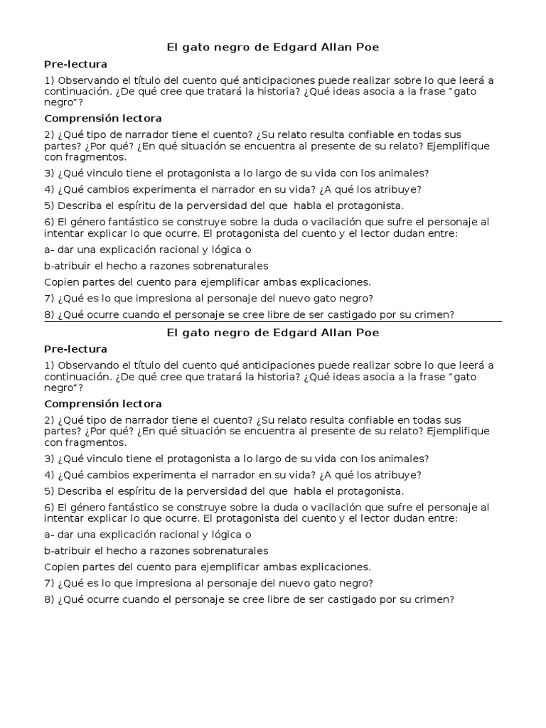 El Gato Negro Trabajo Práctico | PDF