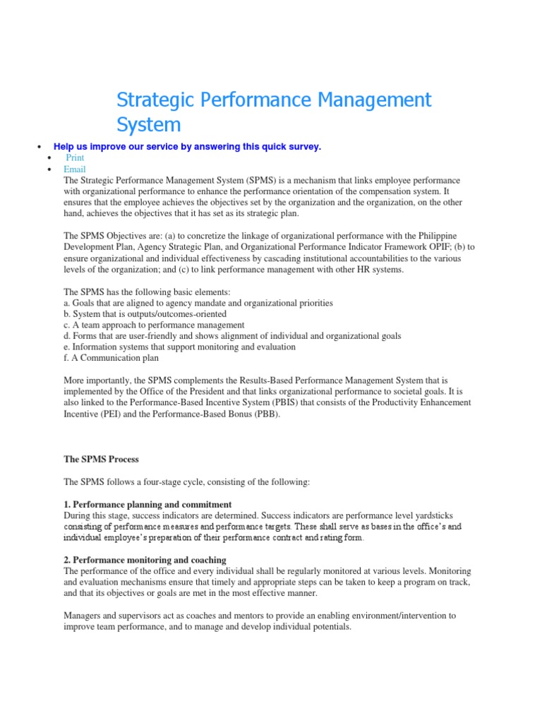 Strategic Performance Management System | PDF | Performance Management ...