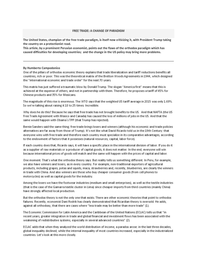 Free Trade | PDF | Free Trade | North American Free Trade Agreement