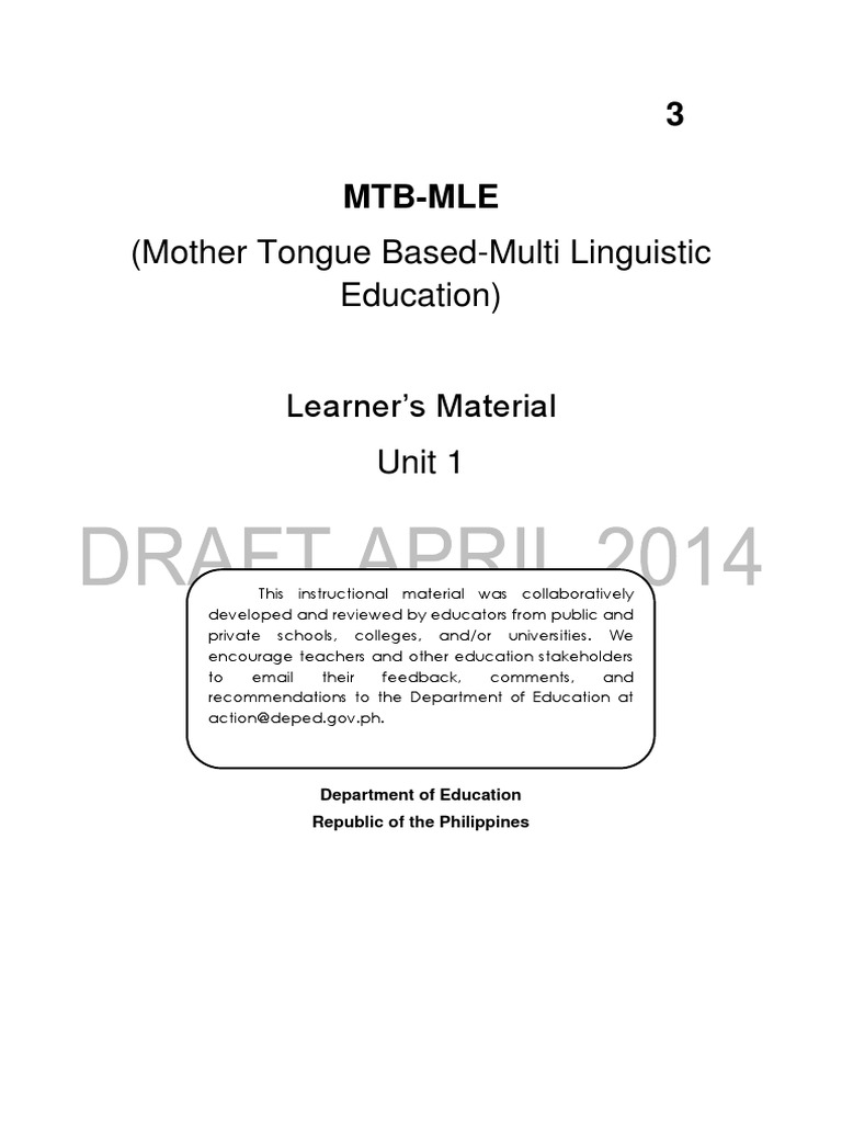 Gr. 3 Mtb-Mle LM PDF | PDF | Poetry | Noun