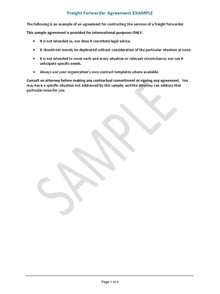 1.4.1 Freight Forwarder Agreement Example | PDF | Power Of Attorney ...