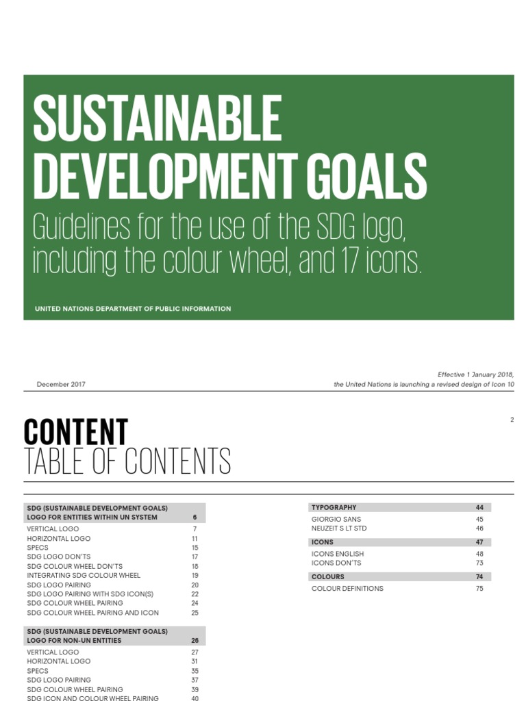 UN Guidelines For Use of SDG Logo and 17 Icons | PDF