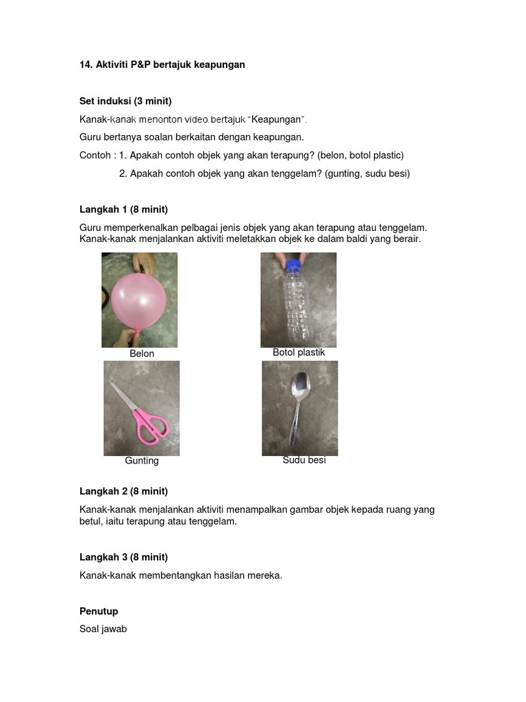 14 Aktiviti P&P Bertajuk Keapungan | PDF