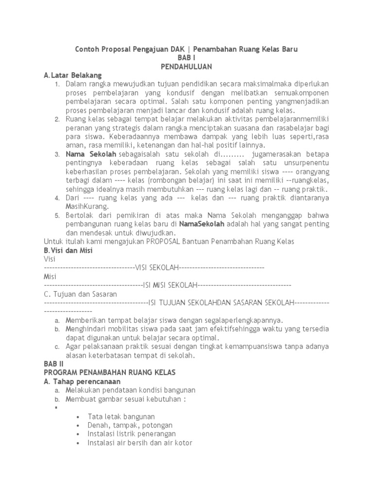 Contoh Proposal Pengajuan DAK | PDF