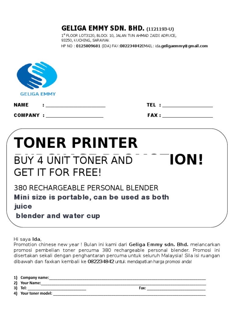 Toner Printer Purchase Promotion!: Buy 4 Unit Toner and Get It For Free ...