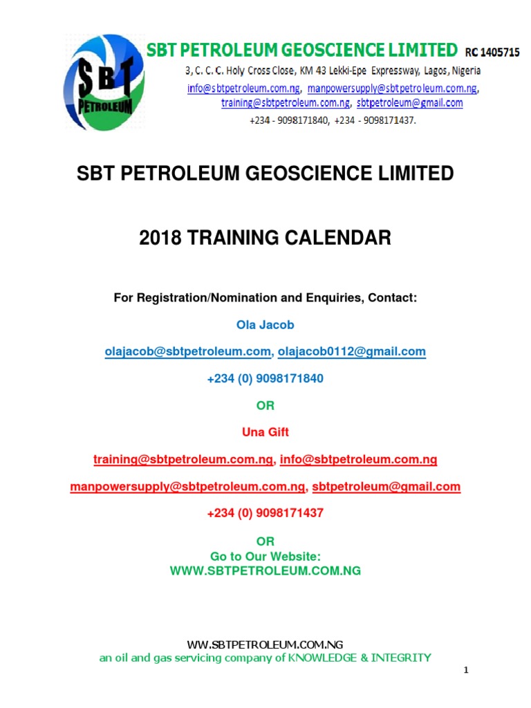 SBT Petroleum 2018 Training Brochure | PDF | Petroleum Reservoir | Oil Well