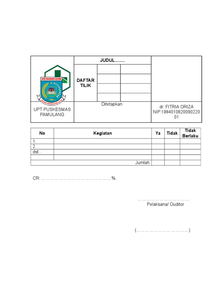 Form Daftar Tilik | PDF