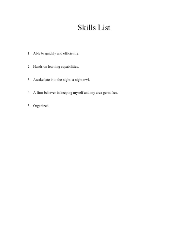 Skills List | PDF