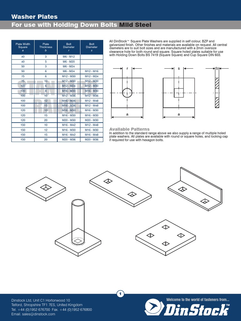 Standard Range: Washer Plates For Use With Holding Down Bolts | PDF