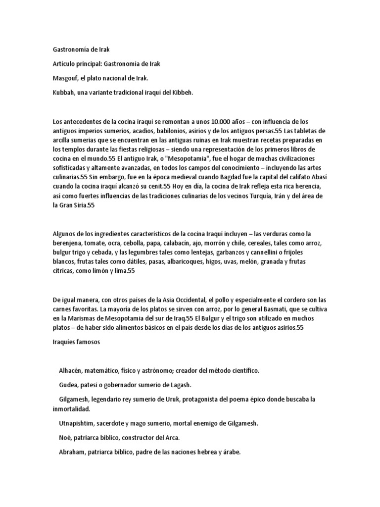 Comida Típica de Irak: Sabores y Tradición | PDF | Irak | Cocina
